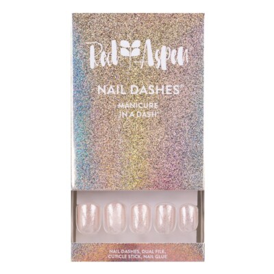 Red Aspen Reusable Nail Dashes, Pop On Short Square Glitter ...