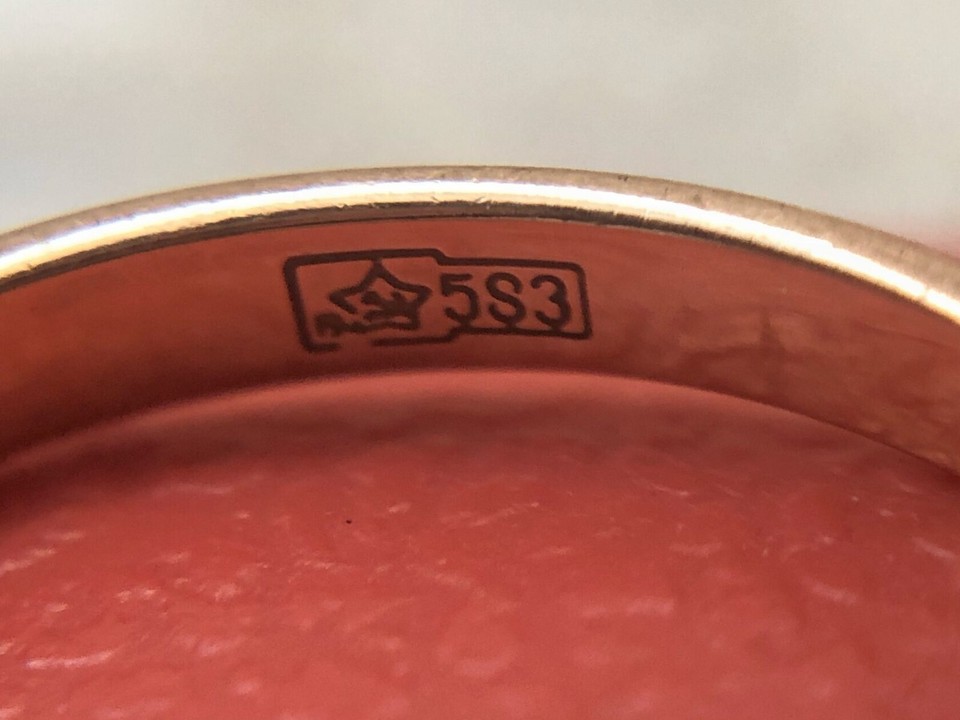 Lovely Vintage Ring Soviet Russian Rose Gold 583 14K Enamel Size 6 USSR ...