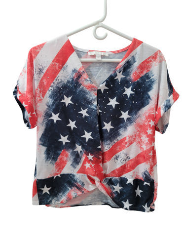 Juniper & Lime Top Twist Front Red White Blue Patriotic Stars Stripes ...