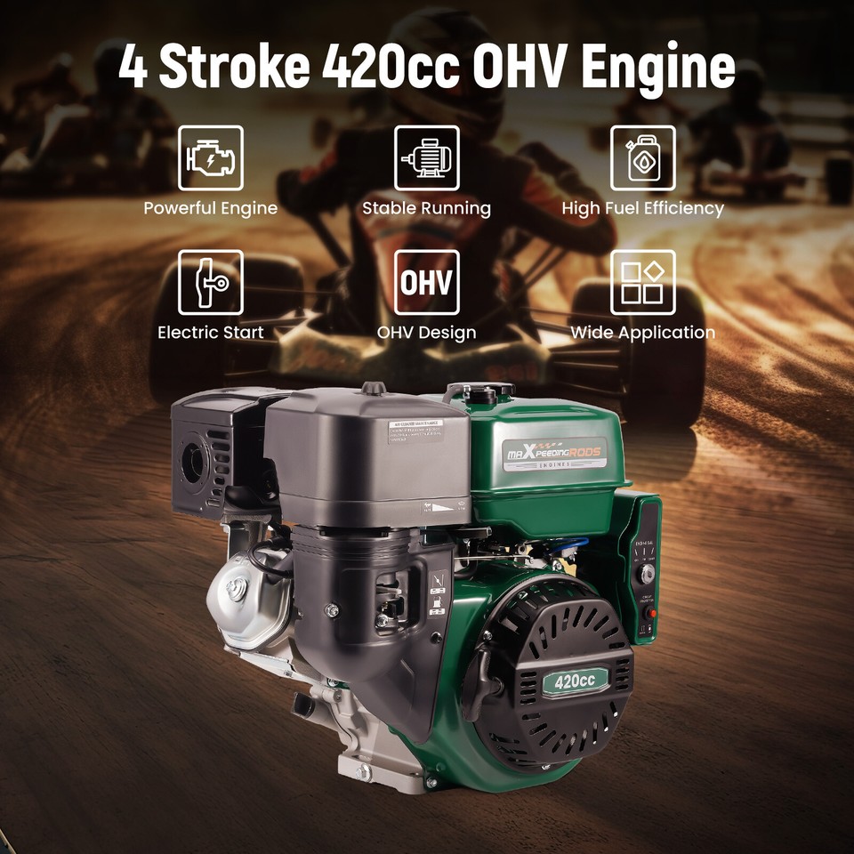 Engine OHV Horizontal Gas Engine Motor 420cc 15HP Electric Start ...