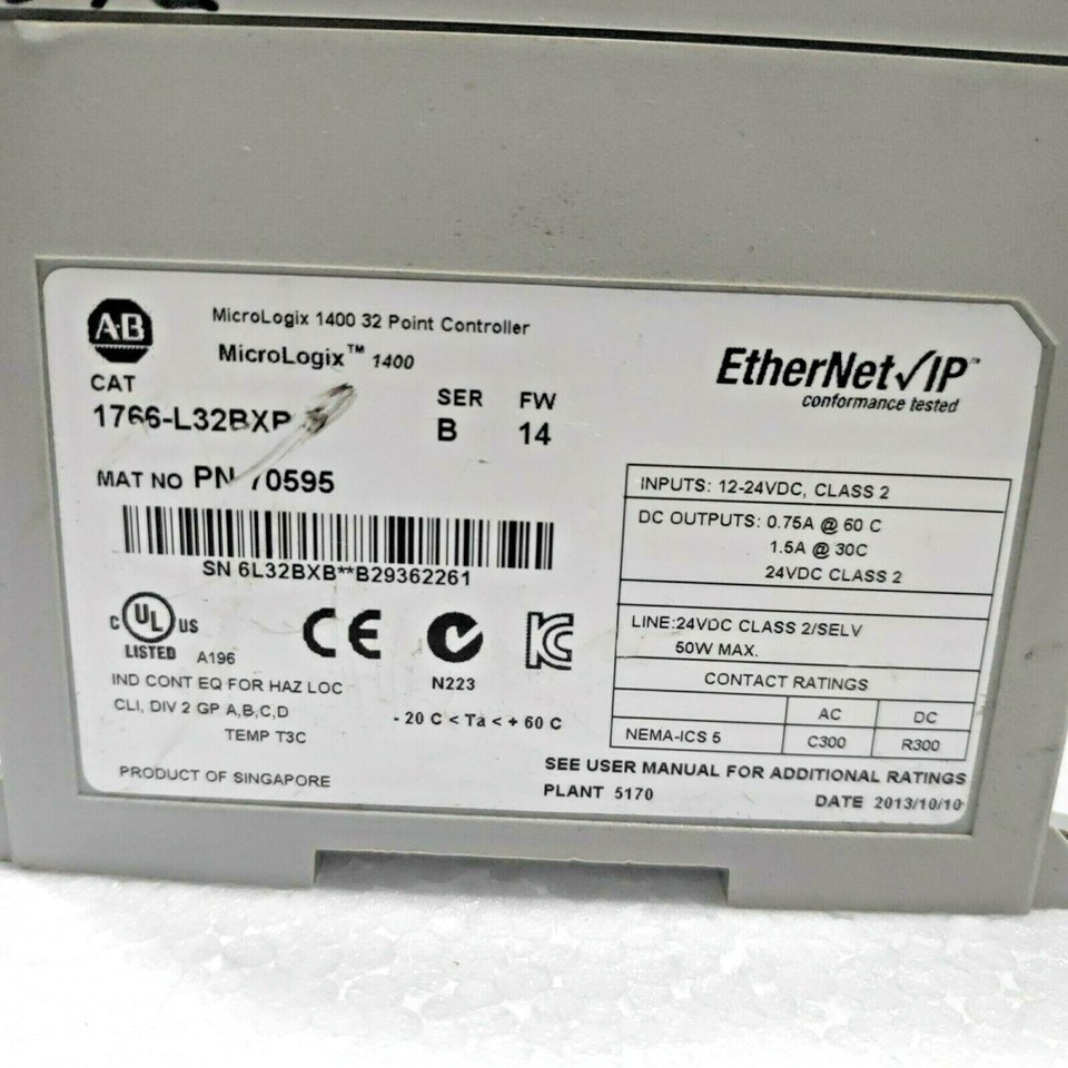ALLEN BRADLEY 1766-L32BXB SER.B MICROLOGIX 1400 PLC | eBay