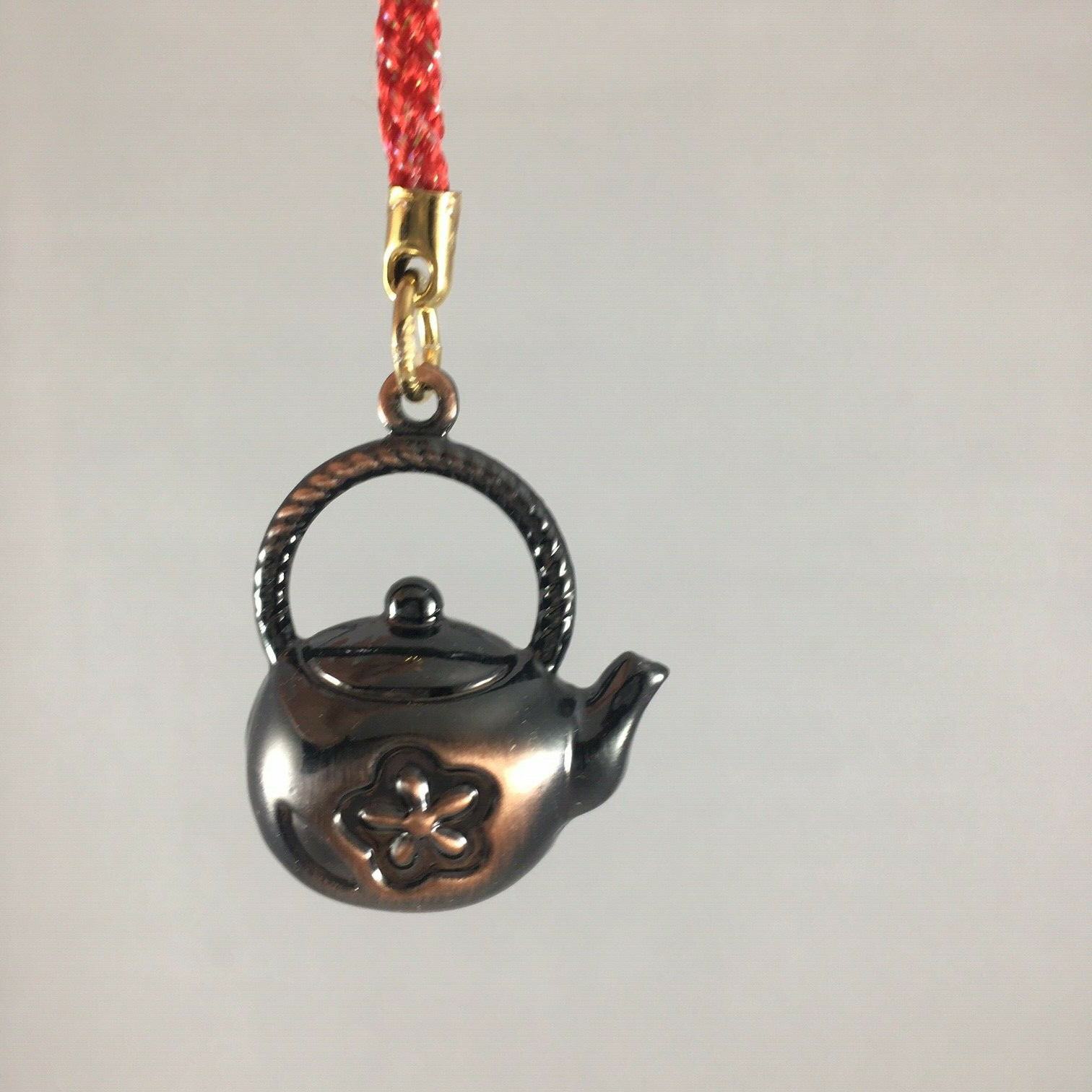 Japanese Key Bell Charm Netsuke Metal Teapot Kettle Bronze Tone Made in ...