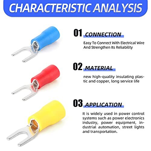 300 Pcs 22-16 16-14 12-10 AWG Insulated Fork Spade U-Type Wire ...