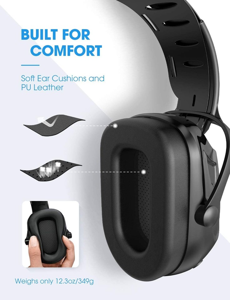 Mpow Bluetooth Ear Muffs 36dB Noise Reduction Earmuffs Safety Hearing ...