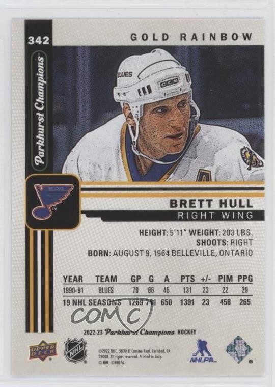 2022 Upper Deck Parkhurst Champions SP Legends Gold Rainbow Brett Hull ...
