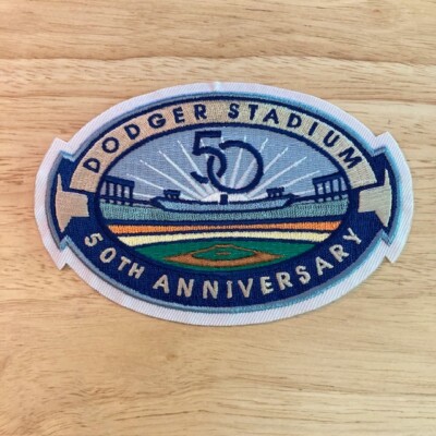 DODGER STADIUM 50th ANNIVERSARY Embroidered Iron-On 4.75" x 3" Official ...