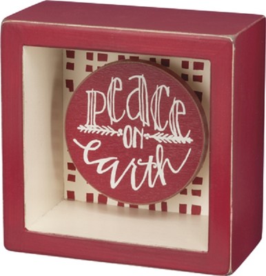 Primitive Wood Shadow Box Sign~Vintage "Peace On Earth"~Shelf Sitter ...