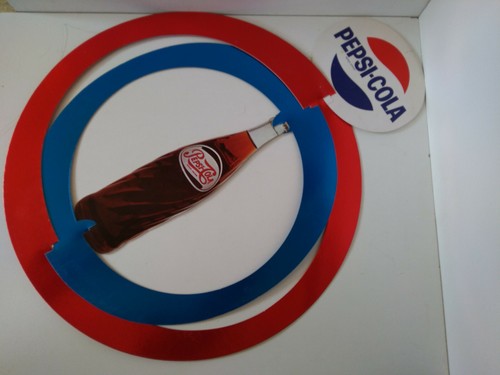 Plaque pub Pepsi Cola Vintage PLV carton publicitaire suspension soda ...