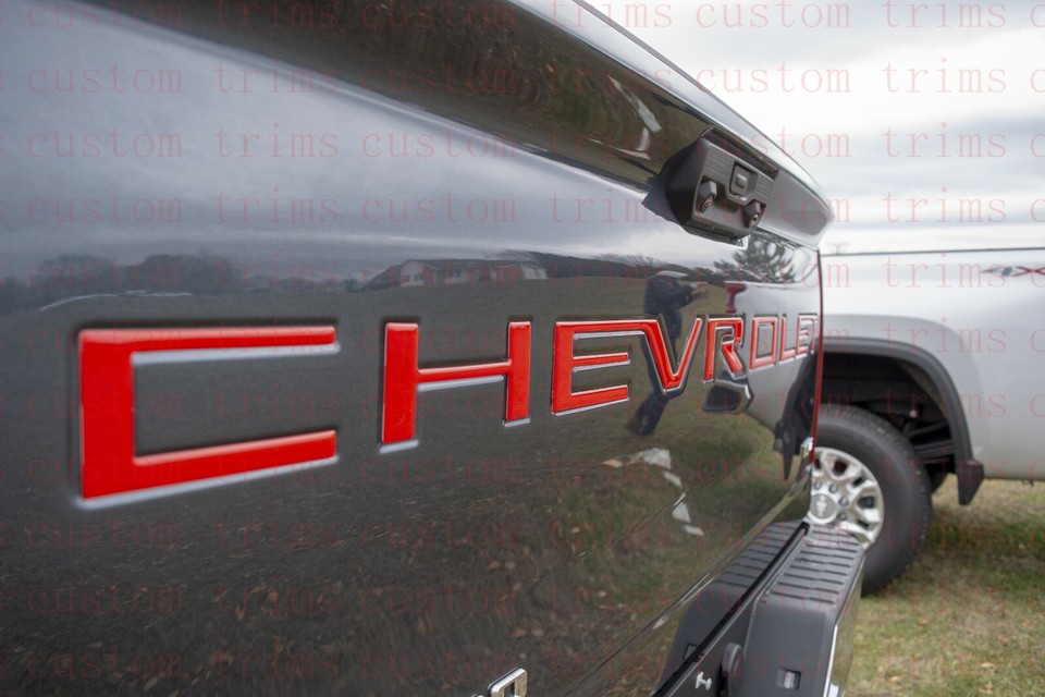 Red Raised Tailgate Letters for 2019-2025 Chevrolet Silverado 1500 2500 ...