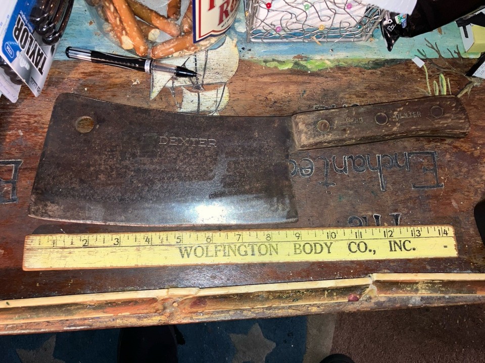 Vntg 9” Blade 1/4” Thick 15-1/2” DEXTER 5289 Wood Handle “HOG SPLITTER ...