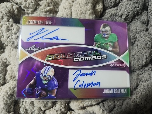 2025 Leaf Vivid Auto Rookie Dual Jeremiyah Love Jonah Coleman 7/7 | eBay