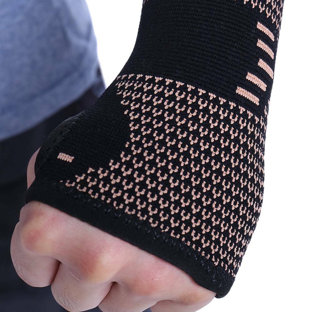 Copper Wrist Band Support Gym Bandage Brace Compression Carpal Tunnel ...