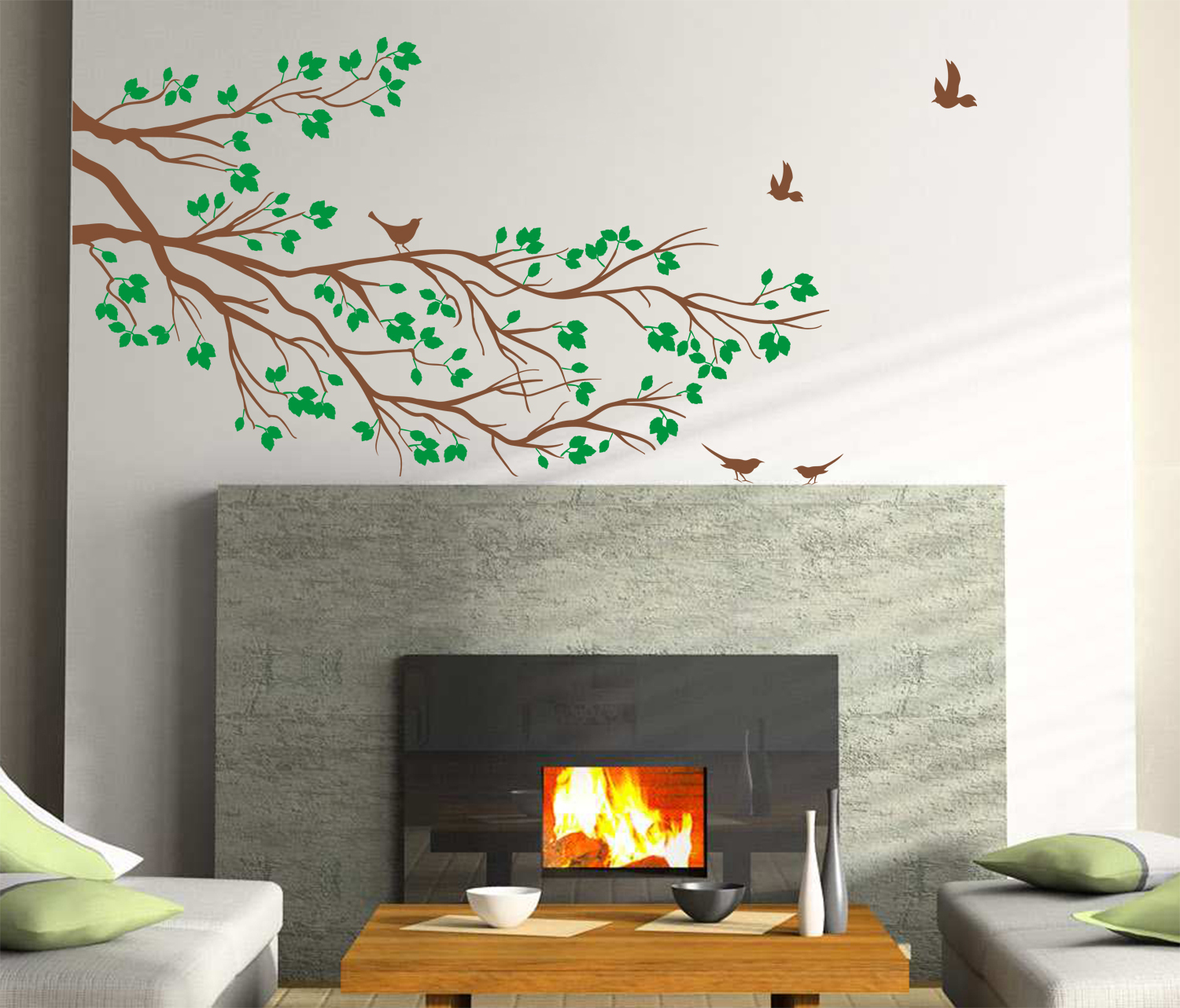 Large Tree Branch Wall Sticker & Birds Wall Art Vinyl DIY Home Decor ...
