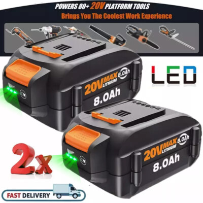 2pack For WORX 20V MAX Extend 8.0Ah Lithium Battery 20 Volt WA3520 ...