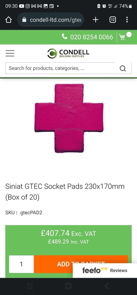 Siniat GTEC Double Socket Putty Pads | eBay UK