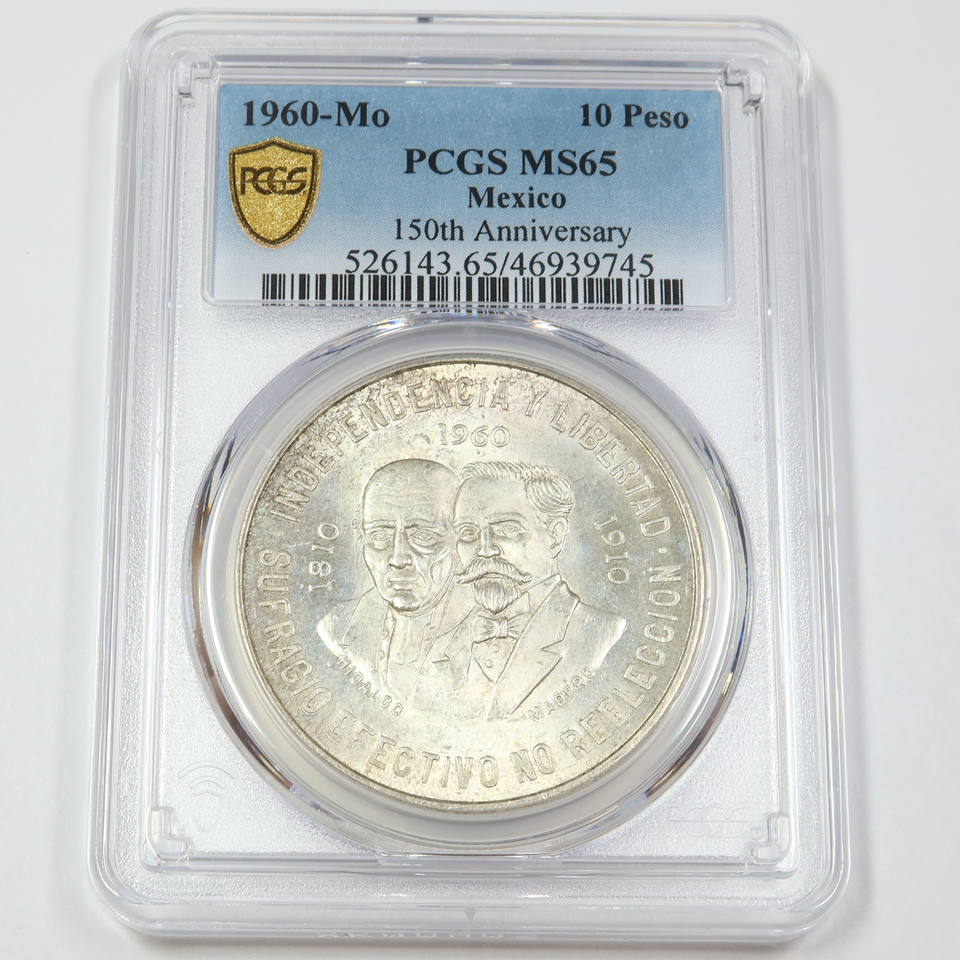 1960 Mo PCGS MS65 - MEXICO - 150th Anniversary 10 Peso Coin #44698A | eBay