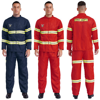 Mens Firefighter Dress Up Long Sleeve Fire Chief Costume Reflective ...