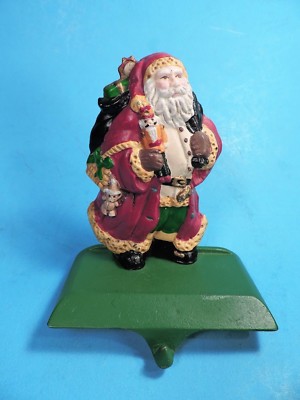 cast iron SANTA CLAUS WITH PACK CHRISTMAS STOCKING HANGER MINT | eBay