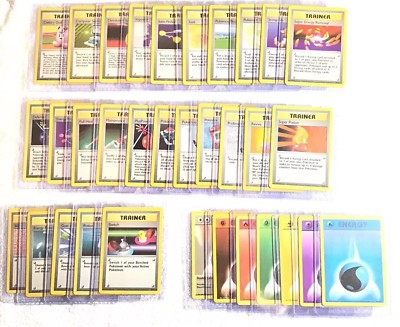 Pokemon Card Complete Base Set Trainer and Energy Rare-Common #70-102/ ...
