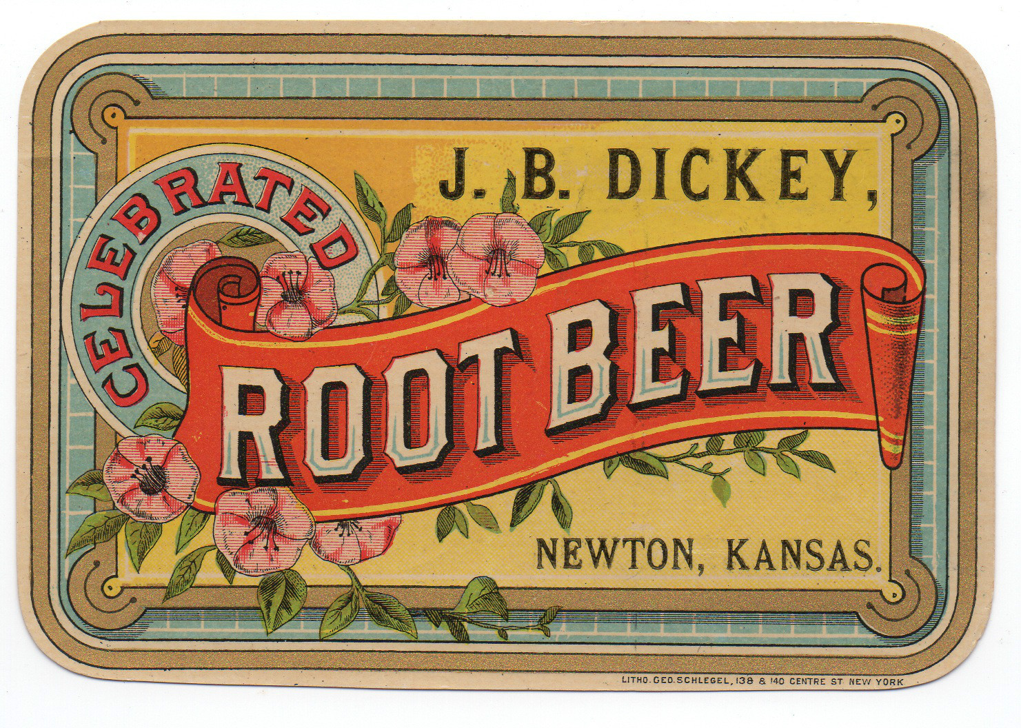 Beautiful 1890s J.B. Dickey Root Beer Label Newton Kansas | eBay