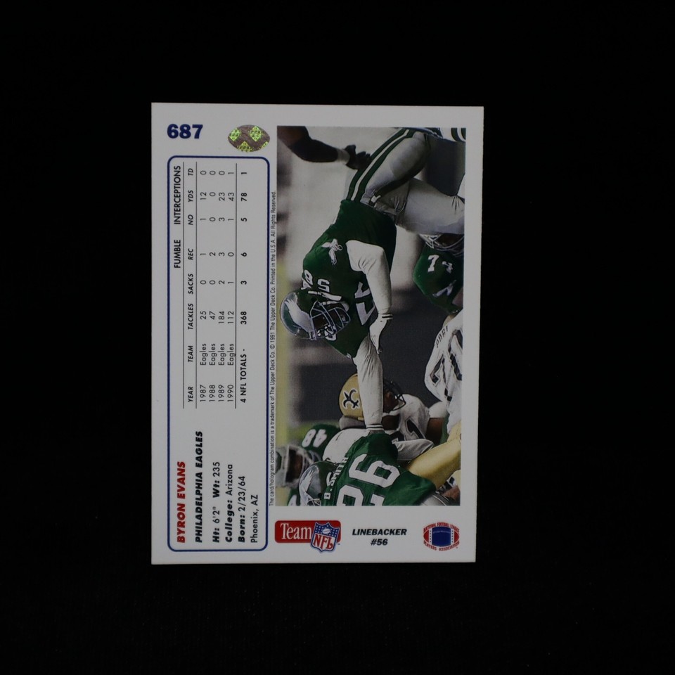 1991 Byron Evans Philadelphia Eagles Upper Deck #687 | eBay