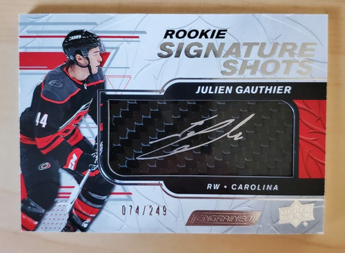 2019-20 UD Engrained Julien Gauthier Rookie Signature Shots RC Auto 74/ ...