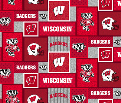 University of Wisconsin Badgers Patchwork Fleece Fabric-Fleece Blanket ...