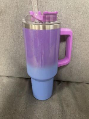 40oz Purple Gradient Tumbler Cup w/Handle & Straw - Insulated Travel ...