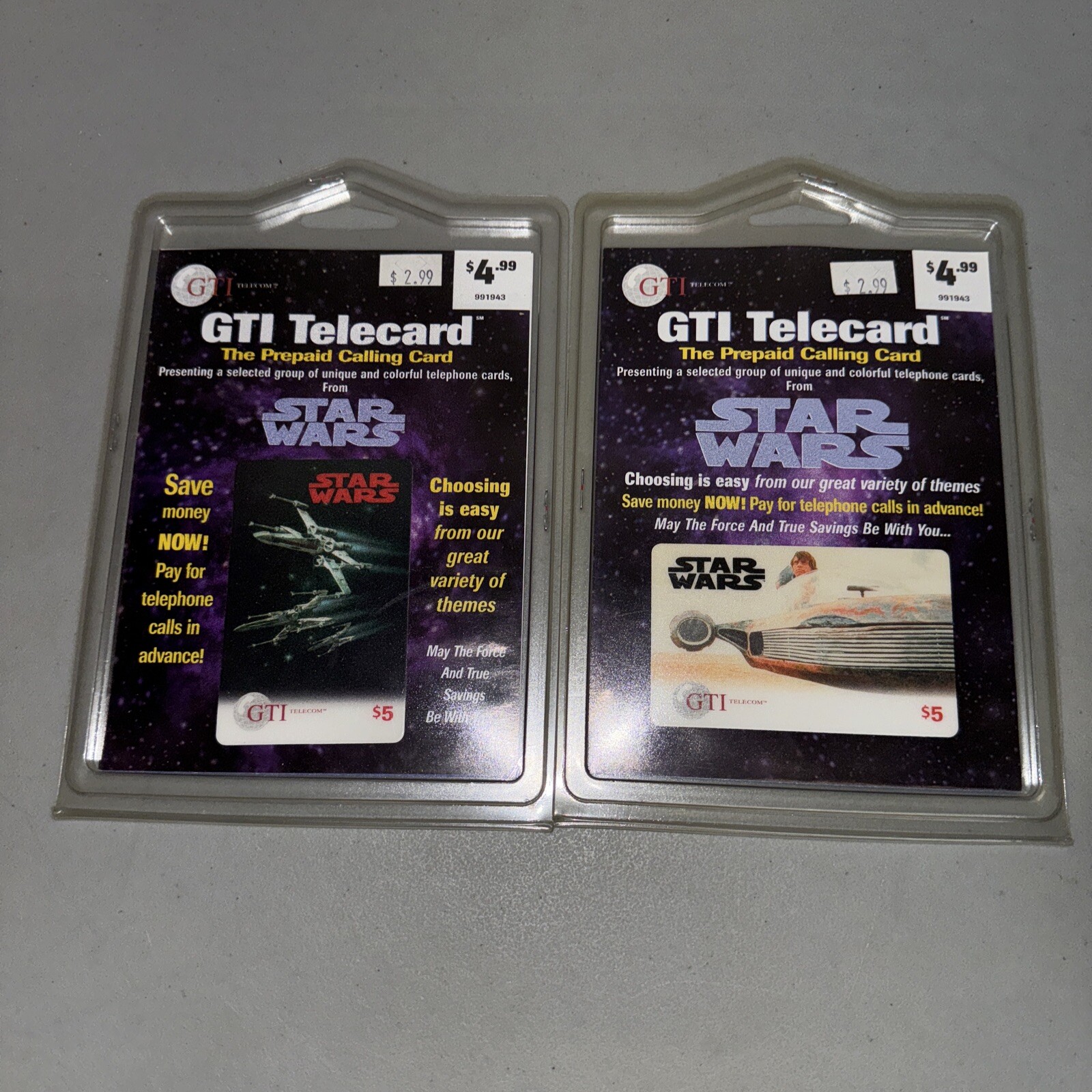 Star Wars 1997 GTI Telecom Phone Card $5 Landspeeder Luke Skywalker + X ...
