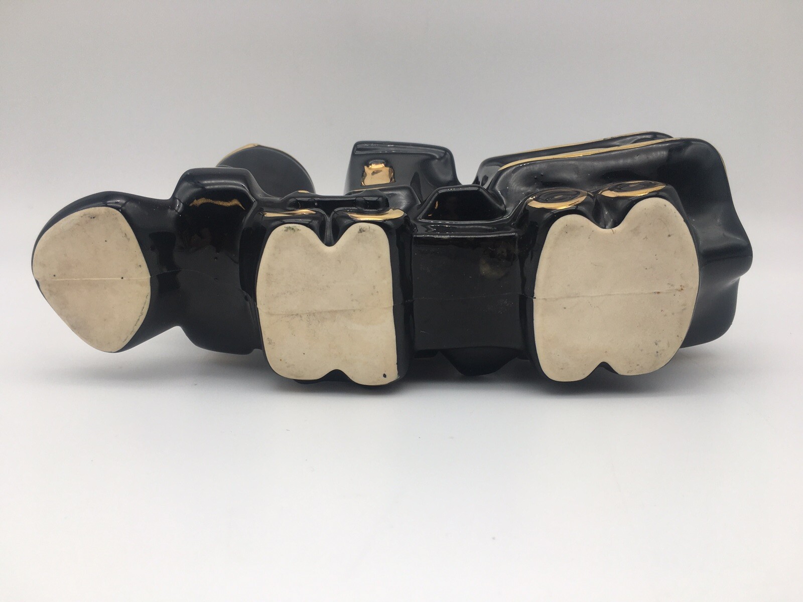 Vintage Ceramic Pottery Train Locomotive Engine Black Gold Planter ...