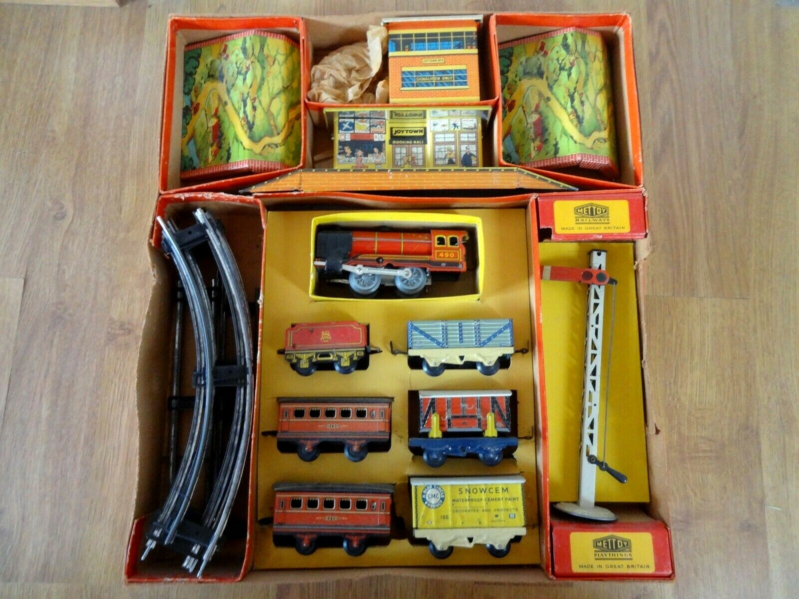 Vintage RARE tin toy Wind up combination passenger train set Mettoy ...