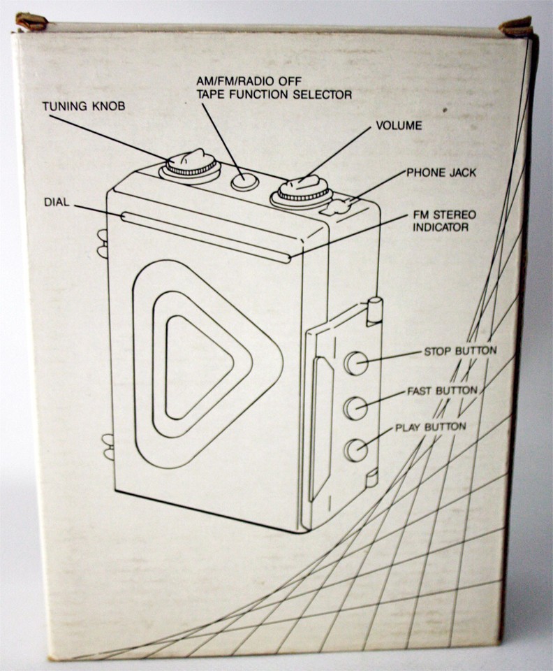 VINTAGE 80'S CROWN WALKMAN AM/FM STEREO RADIO CASSETTE PLAYER SZ 40W ...