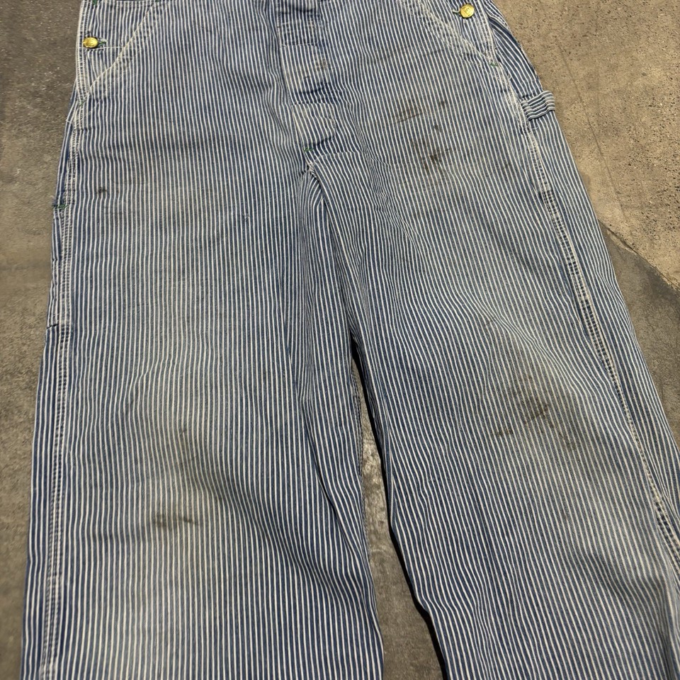 Vintage Key Denim Overalls Men's 36x34 Blue Striped Engineer Railroad ...