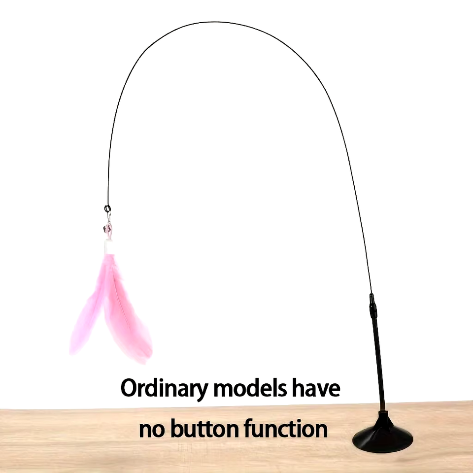 Cat Teaser Toy - Interactive Bell & Feather Wand - Long Suction Cup ...