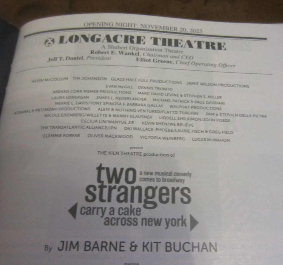 Two Strangers Carry Cake Acros NY Broadway Play Playbill cast signed ...