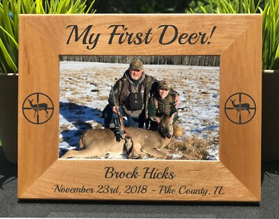 Personalized "First Deer" Hunting Frame – Engraved Wood Photo Gift for ...