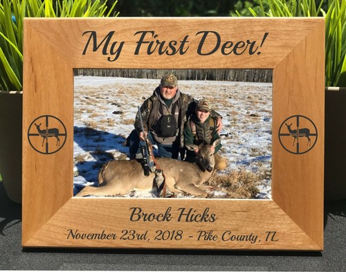 Personalized "First Deer" Hunting Frame – Engraved Wood Photo Gift for ...