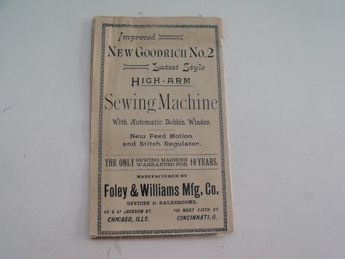 Rare 1890's Pamphlet for New Goodrich No. 2 High Arm Sewing Machine | eBay