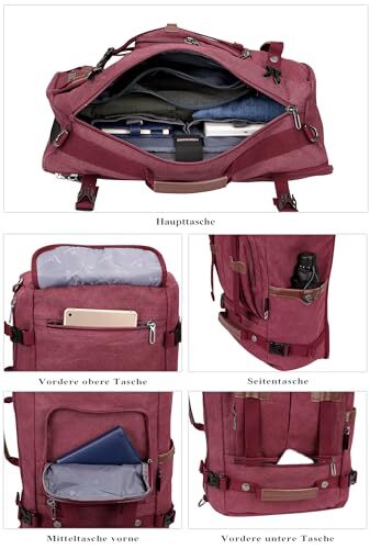 Canvas Backpack Vintage Travel Backpack Large Laptop Bags 22 inch Red ...