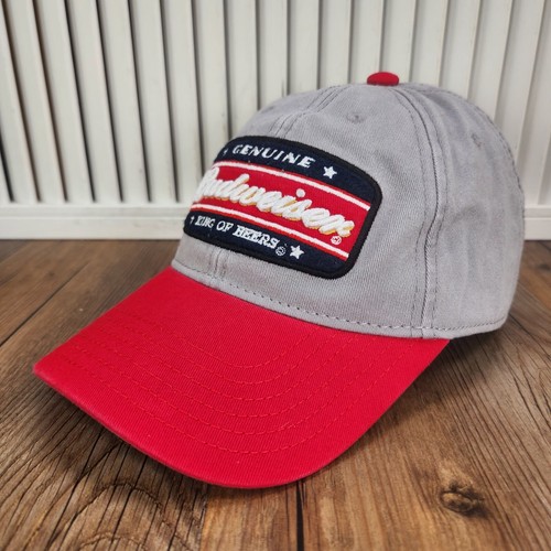 Genuine Budweiser King of Beers Snapback Hat Cap Gray Red Canvas Adjustable Logo | eBay