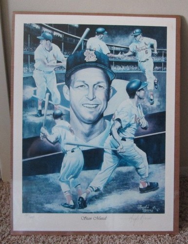 RARE STAN MUSIAL LIMITED PRINT SIGNED BY ARTIST ST LOUIS CARDINALS HOF ...