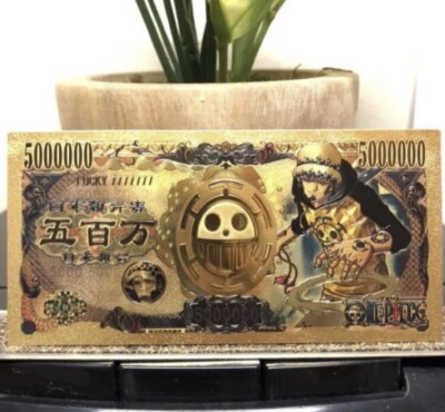 24k Gold Foil Plated Trafalgar D Waterlaw One Piece Banknote Anime ...