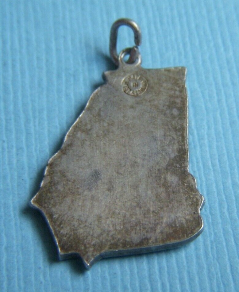 Vintage enamel Georgia map GA silver charm | eBay