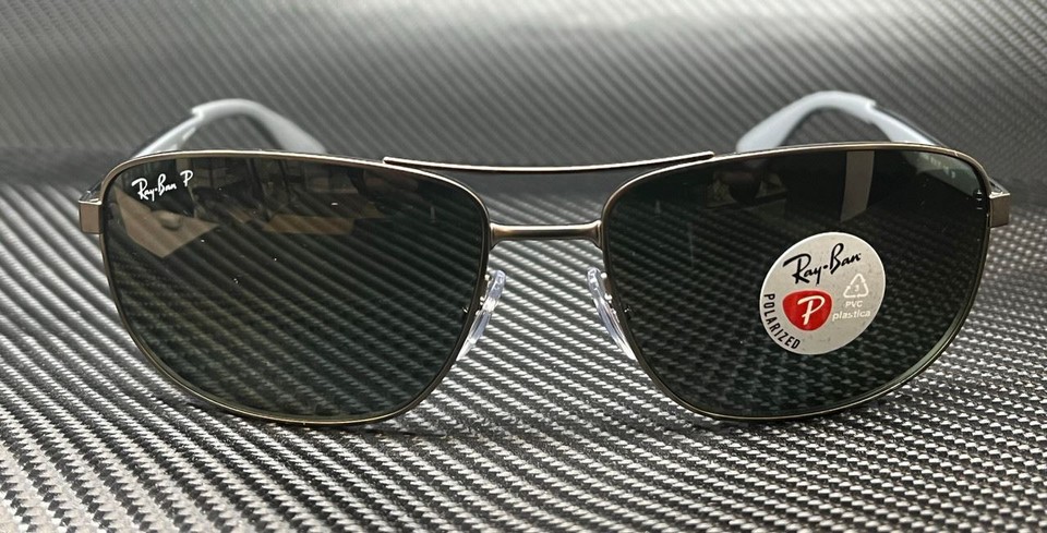 RAY BAN RB3528 029 9A Gunmetal Green Polarized Men's 61 mm Sunglasses ...