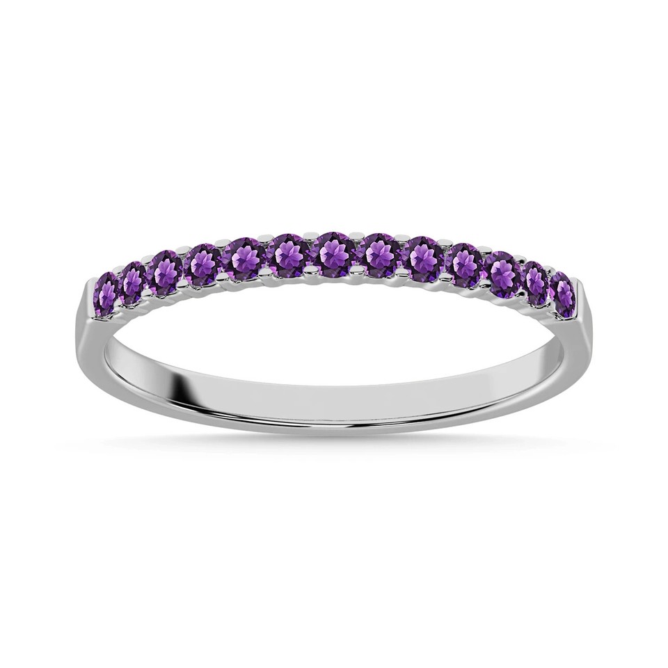14 KT White Gold 1/4 CTTW Amethyst Machine Band | eBay