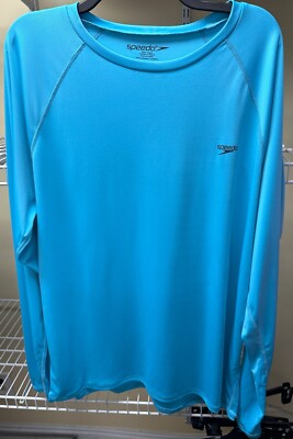 Speedo Turquoise Light Blue Long Sleeve Swim Shirt Unisex Adult Size XL ...