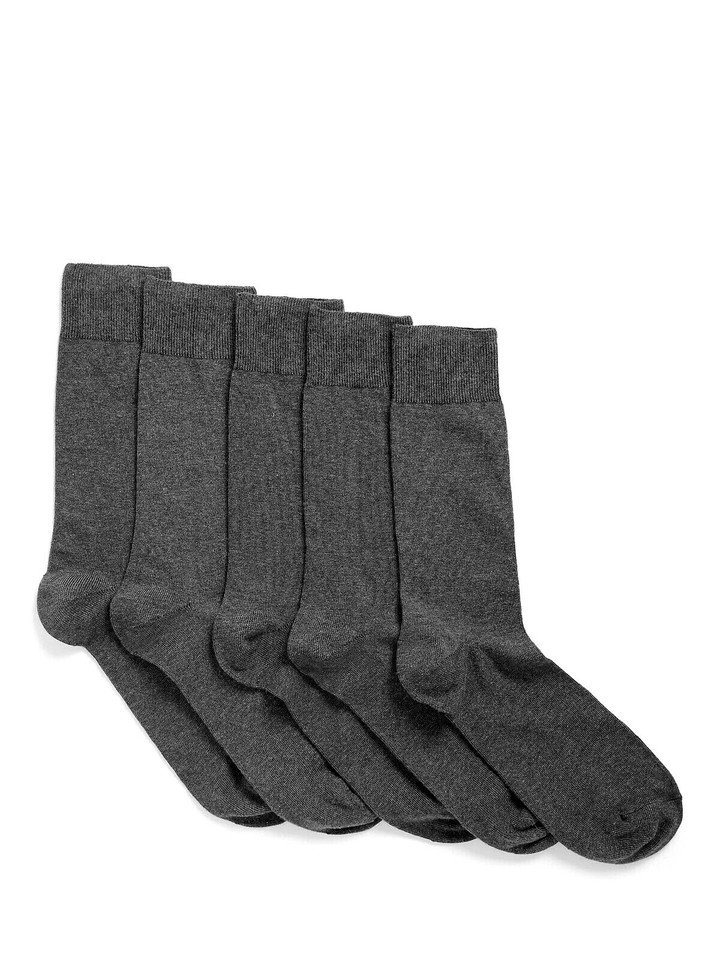 Mens JOHN LEWIS Socks Cotton Ankle 5 Pack Organic Black Navy Striped ...