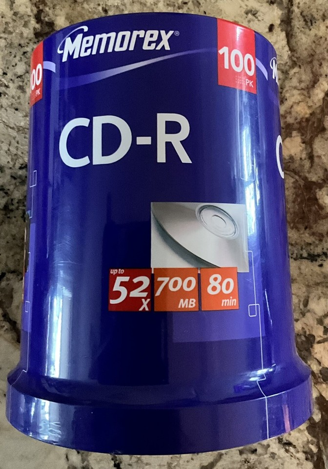 Memorex CD-R 52 x 700MB 80 Minute 100 Pack Sealed NEW Blank Discs Audio ...