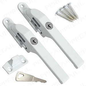 2 x QUALITY WINDOW FASTENER HANDLES WHITE CASEMENT LOCK CATCH 125mm/5 ...