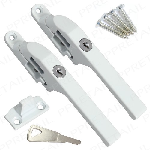 2 x QUALITY WINDOW FASTENER HANDLES WHITE CASEMENT LOCK CATCH 125mm/5 ...